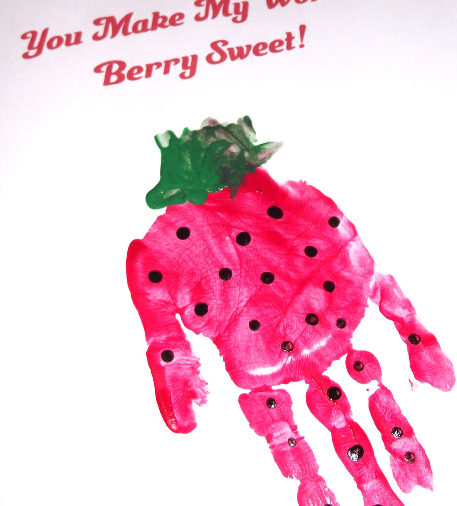 Strawberry Handprint Art – Berry Sweet Free Printable – Staying on the ...